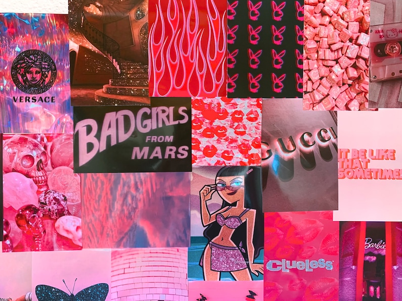 Pink Girly Wall Collage Kit Girl Bedroom Photo Collage Kit | Etsy
