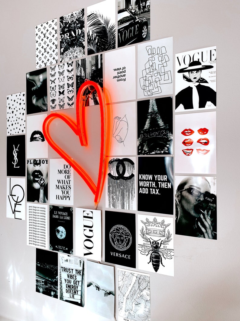 The Black and White Print Pack Wall Collage Kit Teen - Etsy