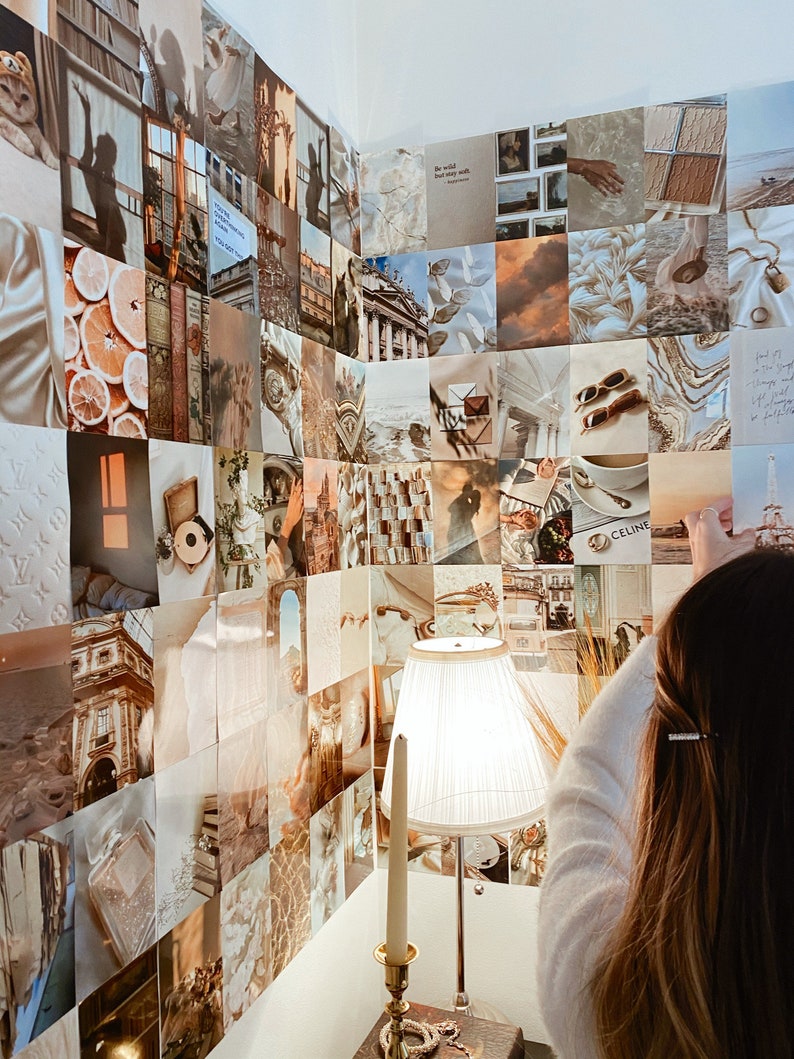 Neutral Beige Wall Collage Kit, Print Pack, Teen Bedroom, Dorm Decor ...