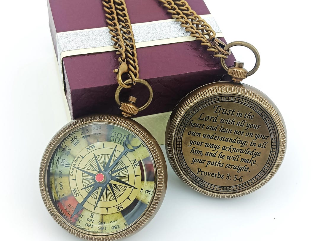 Brass Compass Pocket Compass With Display Stand-unique | Uplifting ...