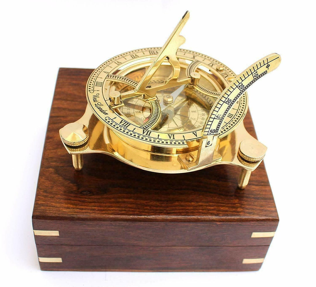 Nautical Sundial Compass With Hand Crafted Wooden Box - Etsy