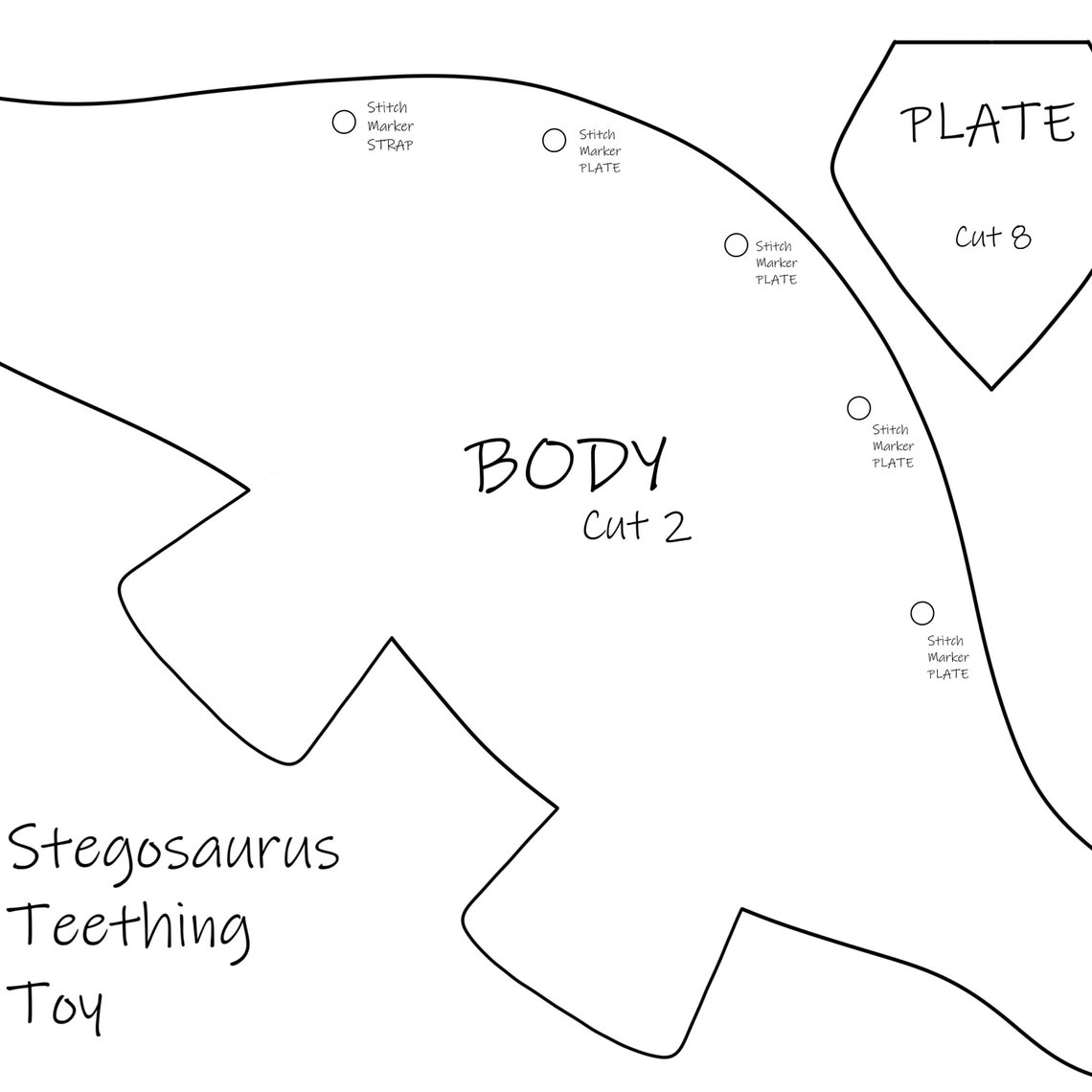 Stegosaurus Teething Toy Printable Sewing Pattern PDF - Etsy