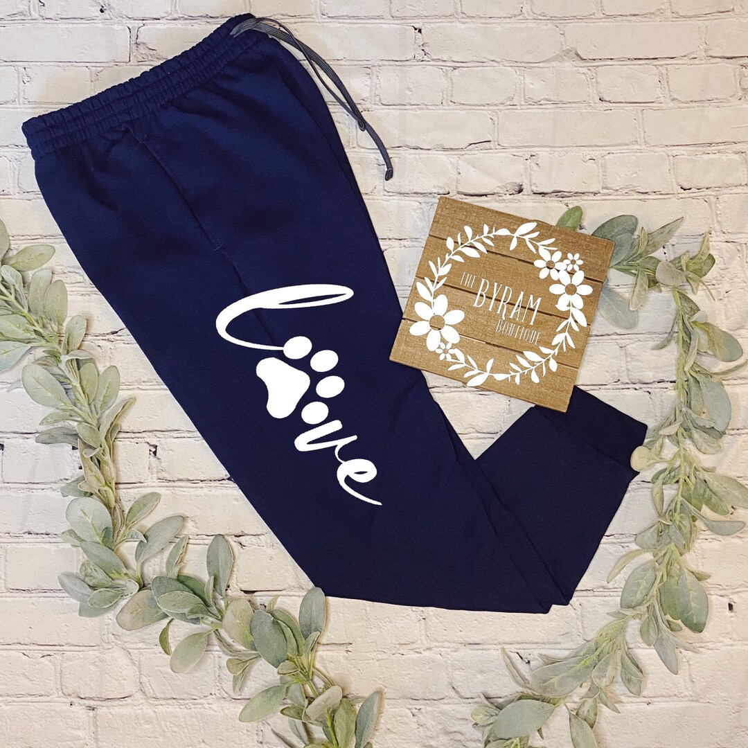Womens love Paw Print Joggers Dog Sweatpants Casual Sweatpants Paw ...