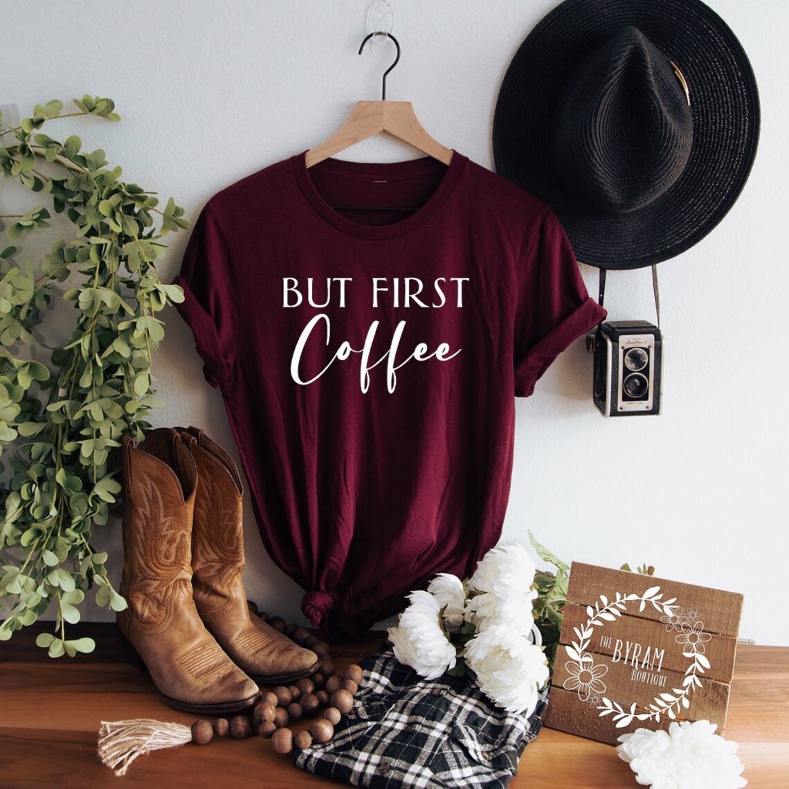 Womens But First Coffee T-shirt Coffee Cropped Tee Casual | Etsy