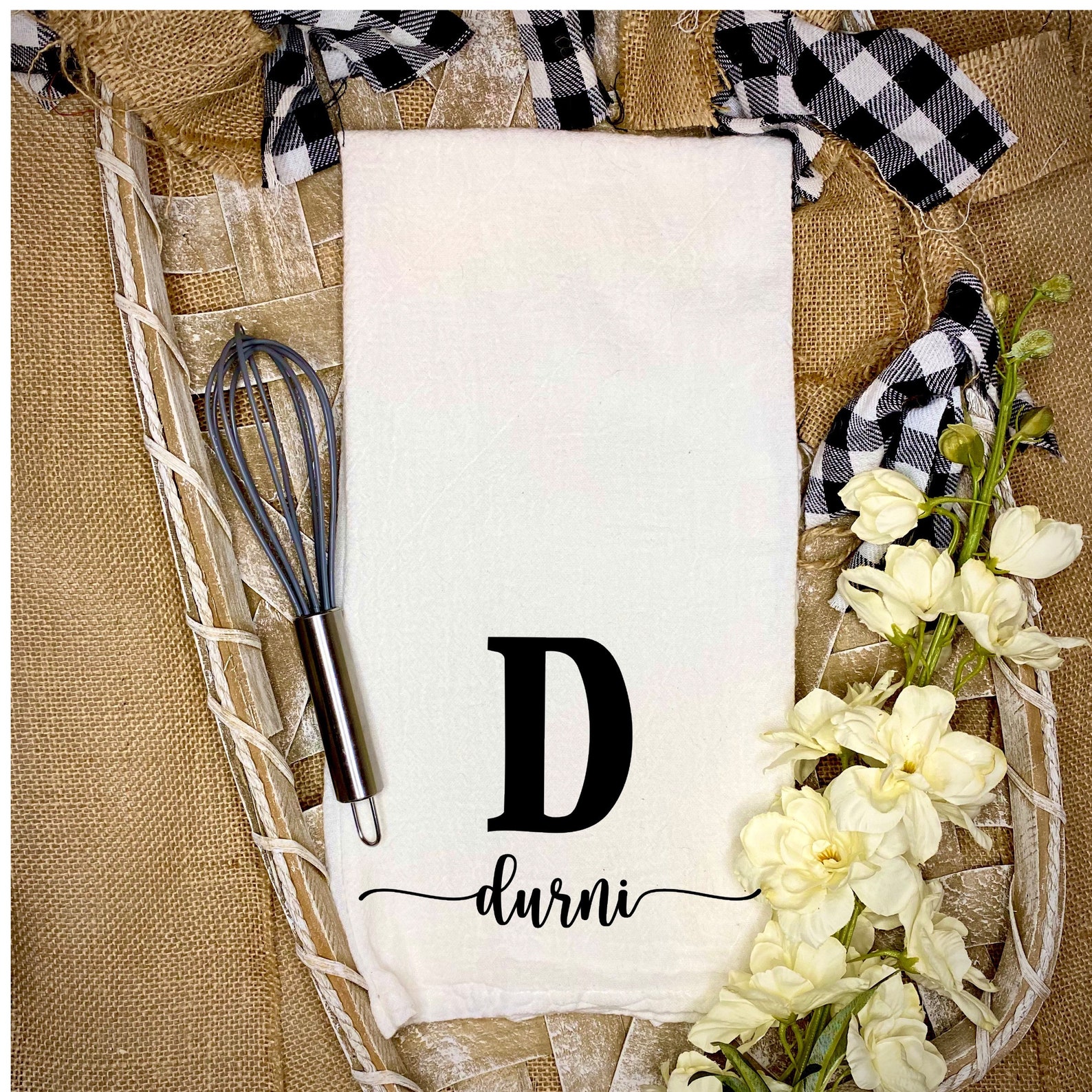 Personalized Last Name Kitchen Tea Towel Flour Sac Towel - Etsy