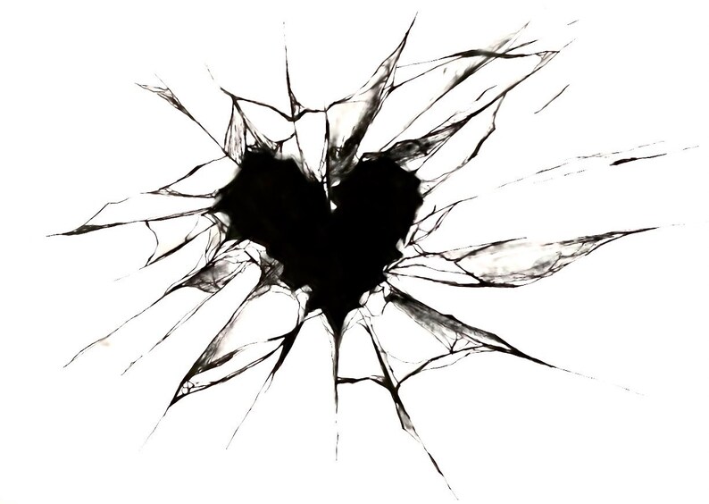 Broken Heart Art Print- Shattered Glass Heart. Emotional Art Original ...