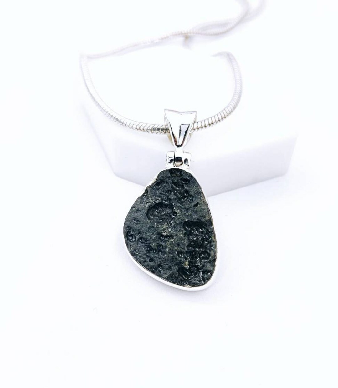 Raw Tektite Pendant: Authentic Meteor Jewelry, 925 Sterling Silver ...