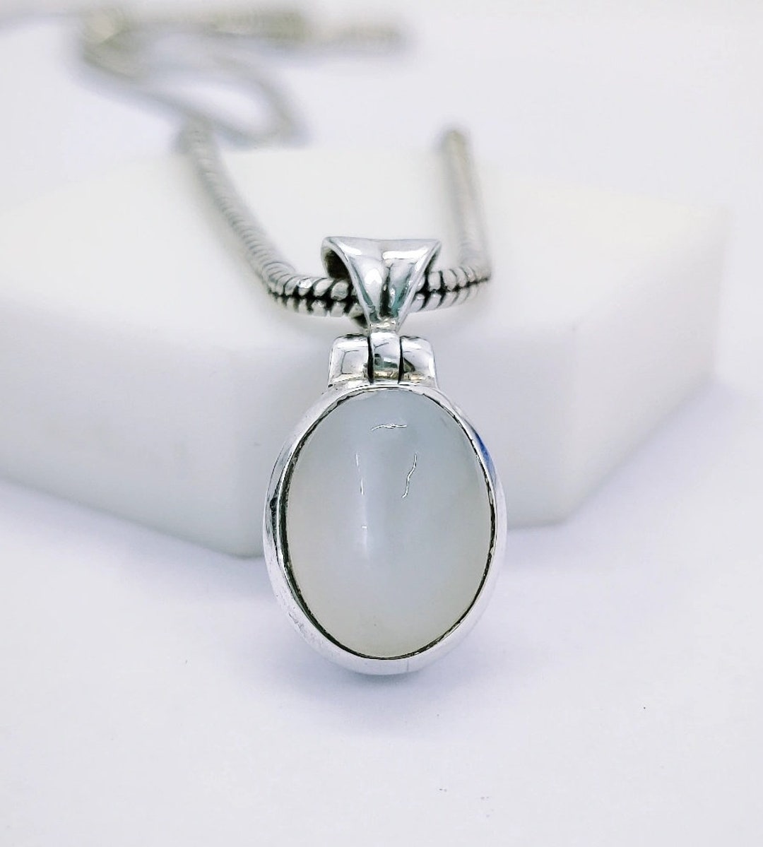 Moonstone Cat's Eye Pendant: 925 Sterling Silver Boho Jewelry - Etsy