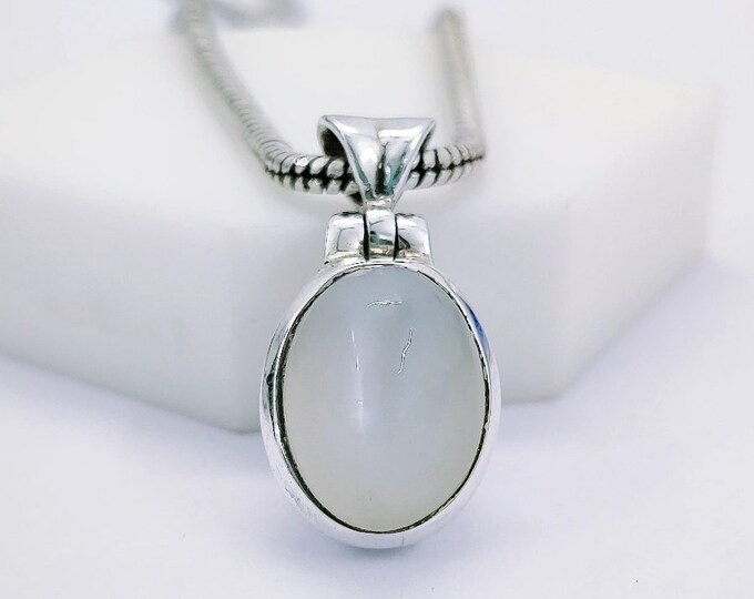 Moonstone Cat's Eye Pendant: 925 Sterling Silver Boho Jewelry - Etsy