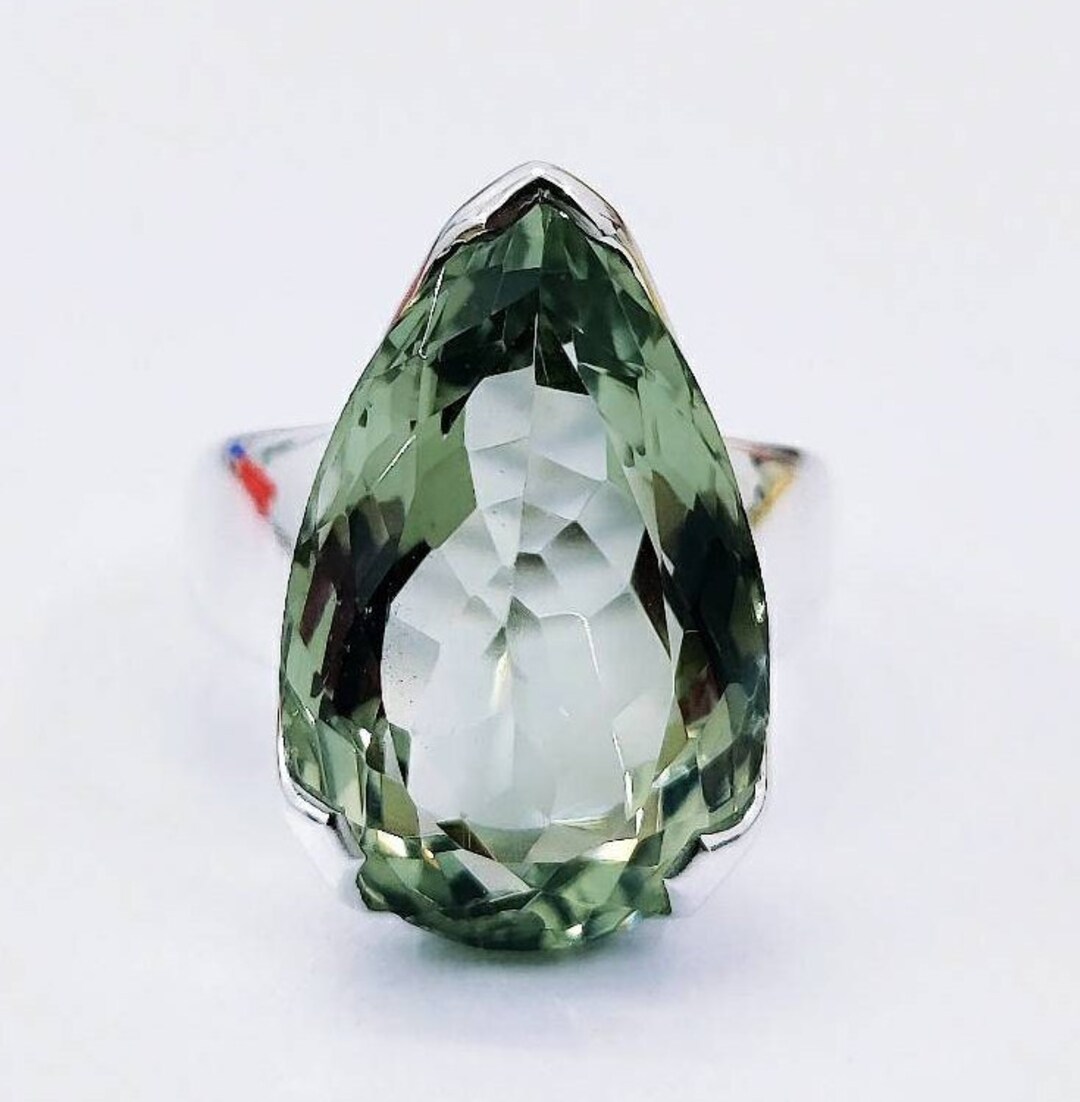 Natural Green Amethyst Ring,925 Sterling Silver,natural Prasiolite Ring ...