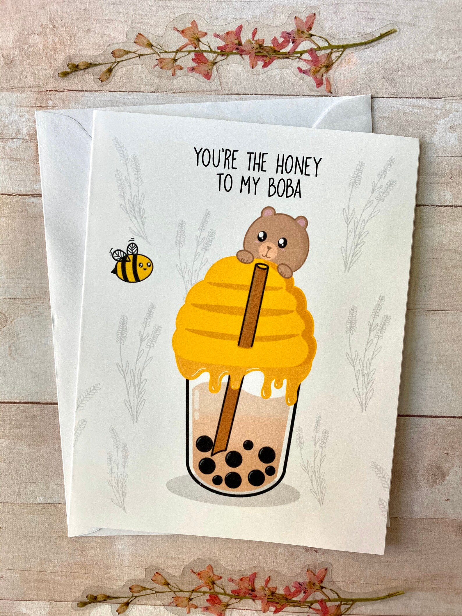 Youre the Honey to My Boba Card / Boba Card / Bubble Tea Card | Etsy