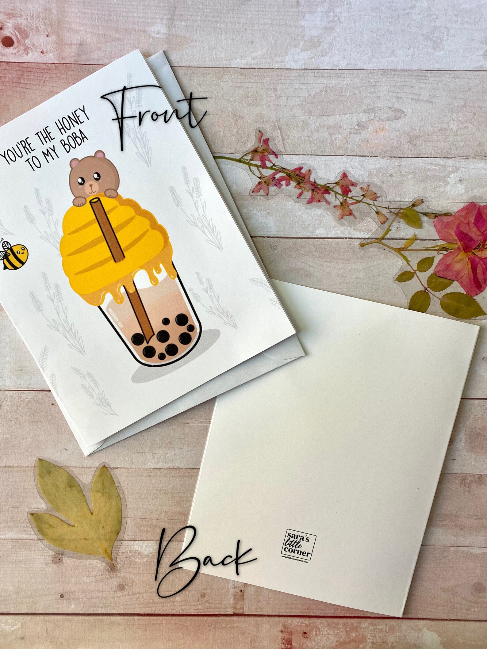 Youre the Honey to My Boba Card / Boba card / Bubble Tea Card | Etsy