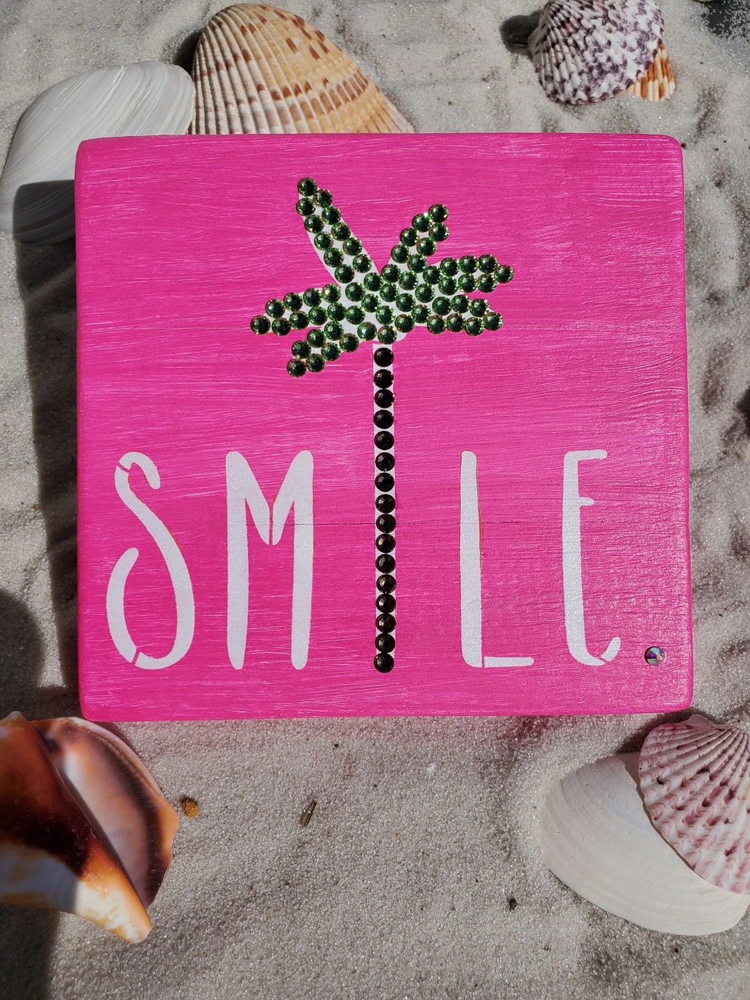 Beach Sign Colorful Beach Sign With Rhinestone Palm Tree Coastal Beach ...