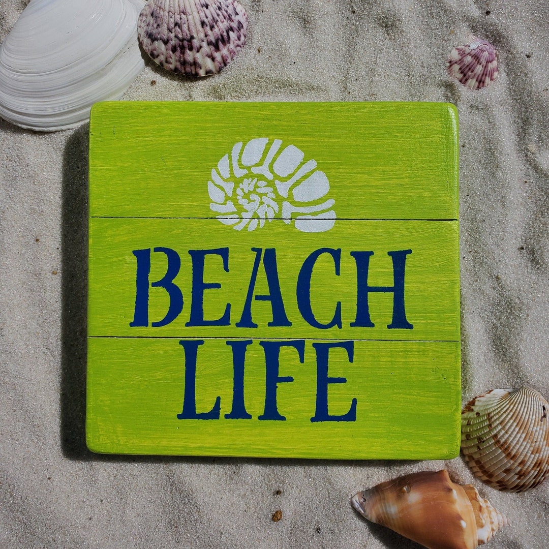 Beach Sign Beach Life Colorful Beach Sign With Shell Coastal Beach ...