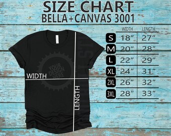 Size Chart Bella Canvas 3001 Tshirt Measurements 3001 Size - Etsy