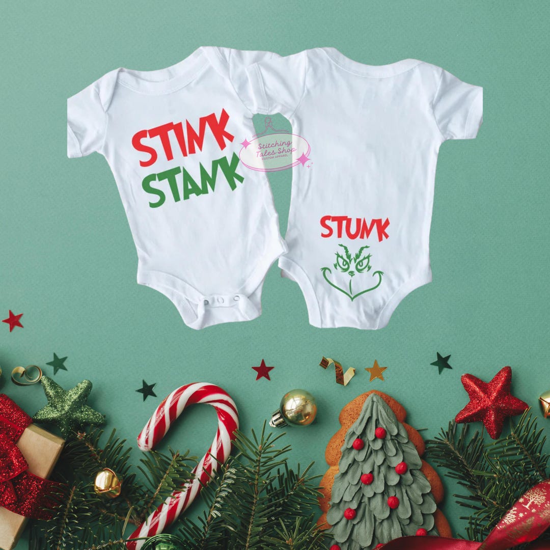 Funny Christmas Baby Onesie, Stink Stank Stunk Holiday Outfit, Cute ...