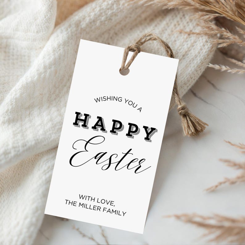 Modern Happy Easter Gift Tags, Editable Easter Favor Tag, Teacher ...