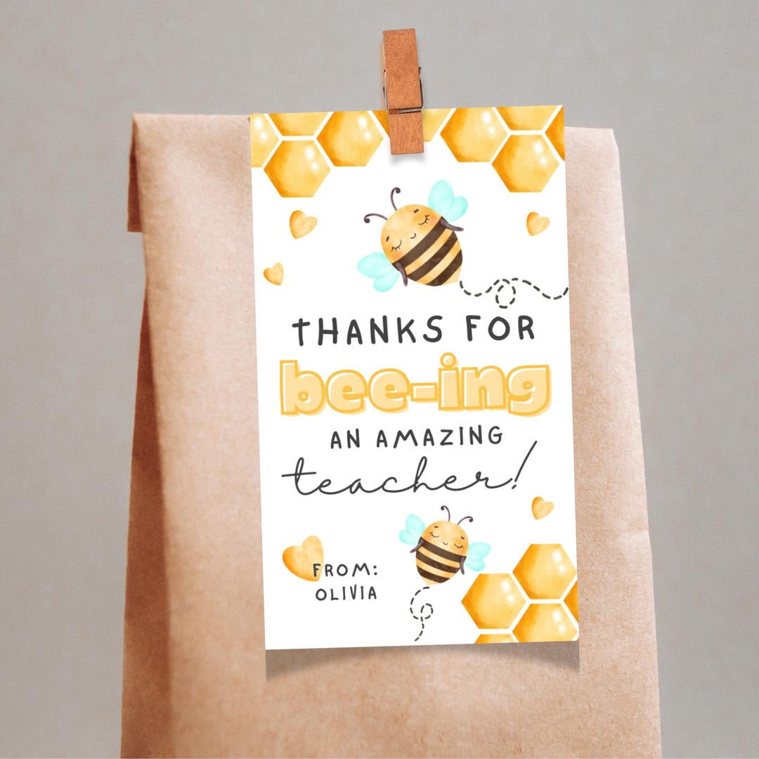 Bumble Bee Teacher Appreciation Gift Tag, Cute Thank You Tags for ...