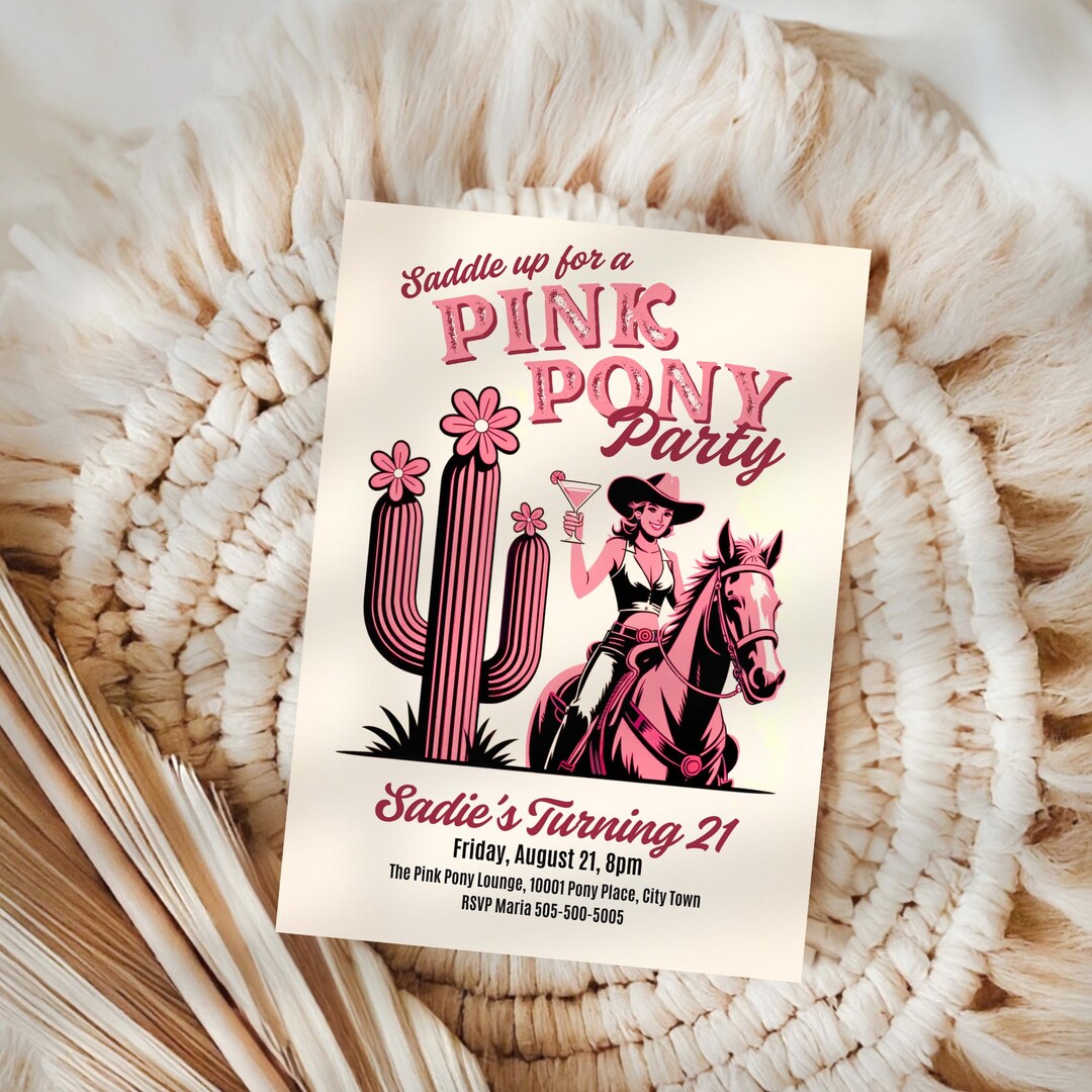 Pink Pony Party Invitation: Cowgirl Birthday, Bachelorette, Rodeo ...