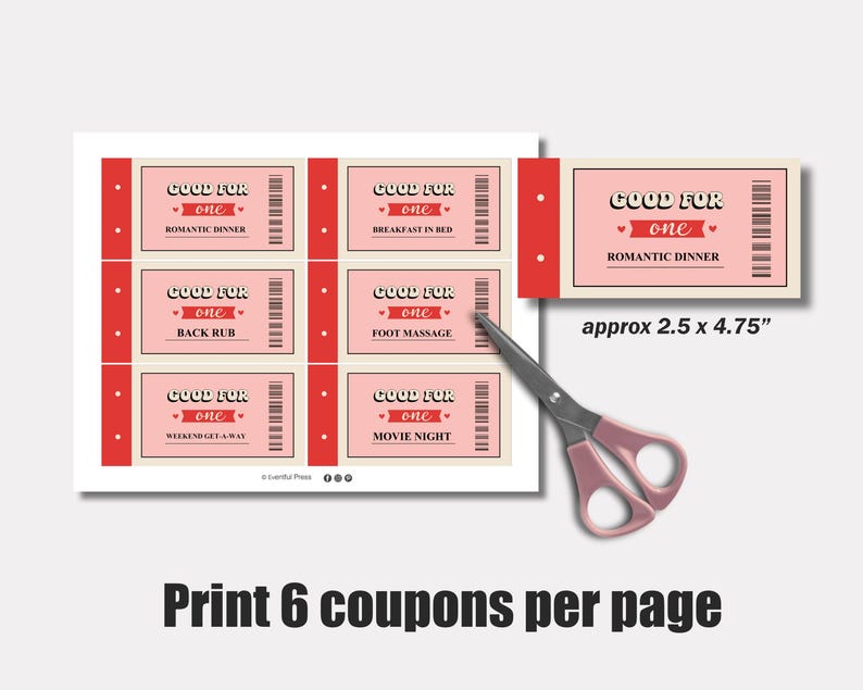 Valentine's Printable Coupon Book Love Coupons Custom Vouchers ...