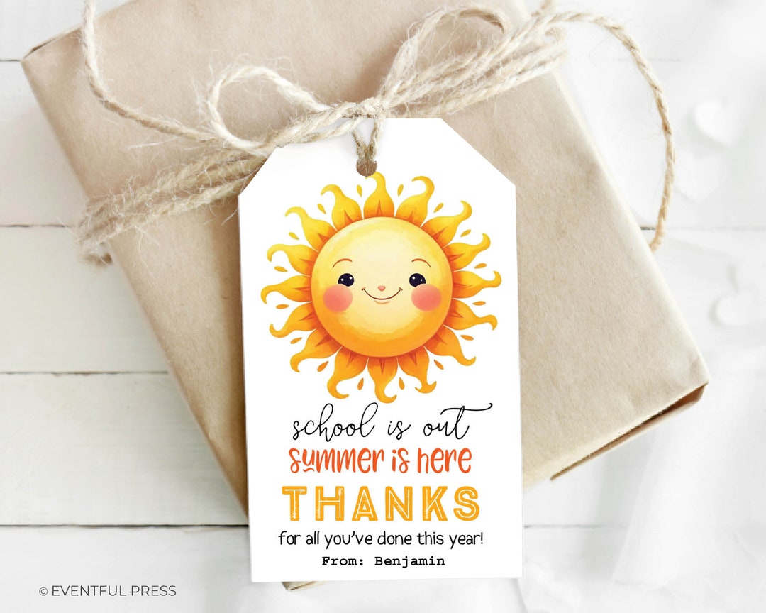Summer Teacher Appreciation Gift Tag Template Sunshine Thank You Tag ...