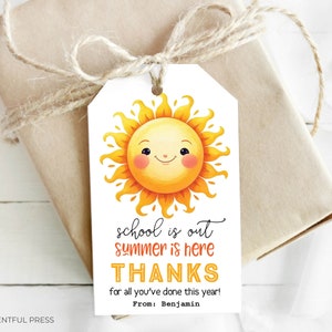 Summer Teacher Appreciation Gift Tag Template Sunshine Thank You Tag ...