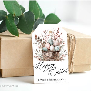 Happy Easter Gift Tags, Printale Treat Bag Tags, Kids Easter Basket Tag ...