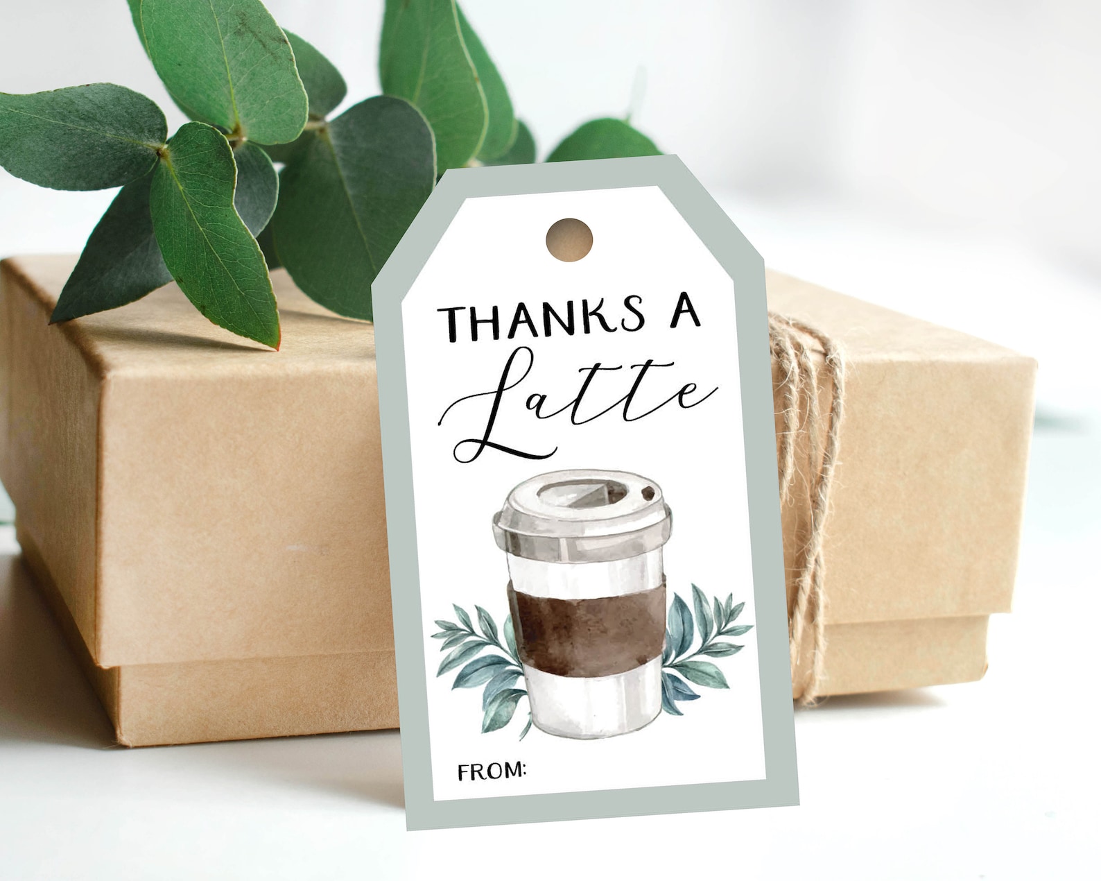 Thanks A Latte Printable Gift Tag Easy DIY Gift Idea for | Etsy