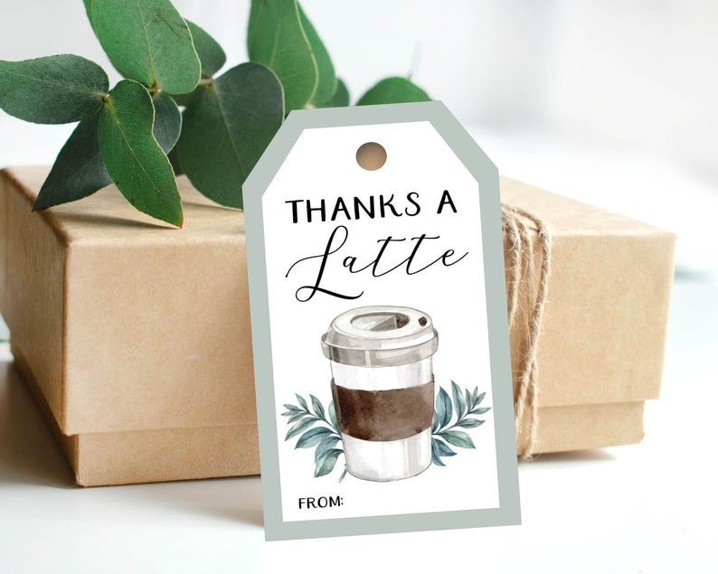 Thanks A Latte Printable Gift Tag Easy DIY Gift Idea for | Etsy