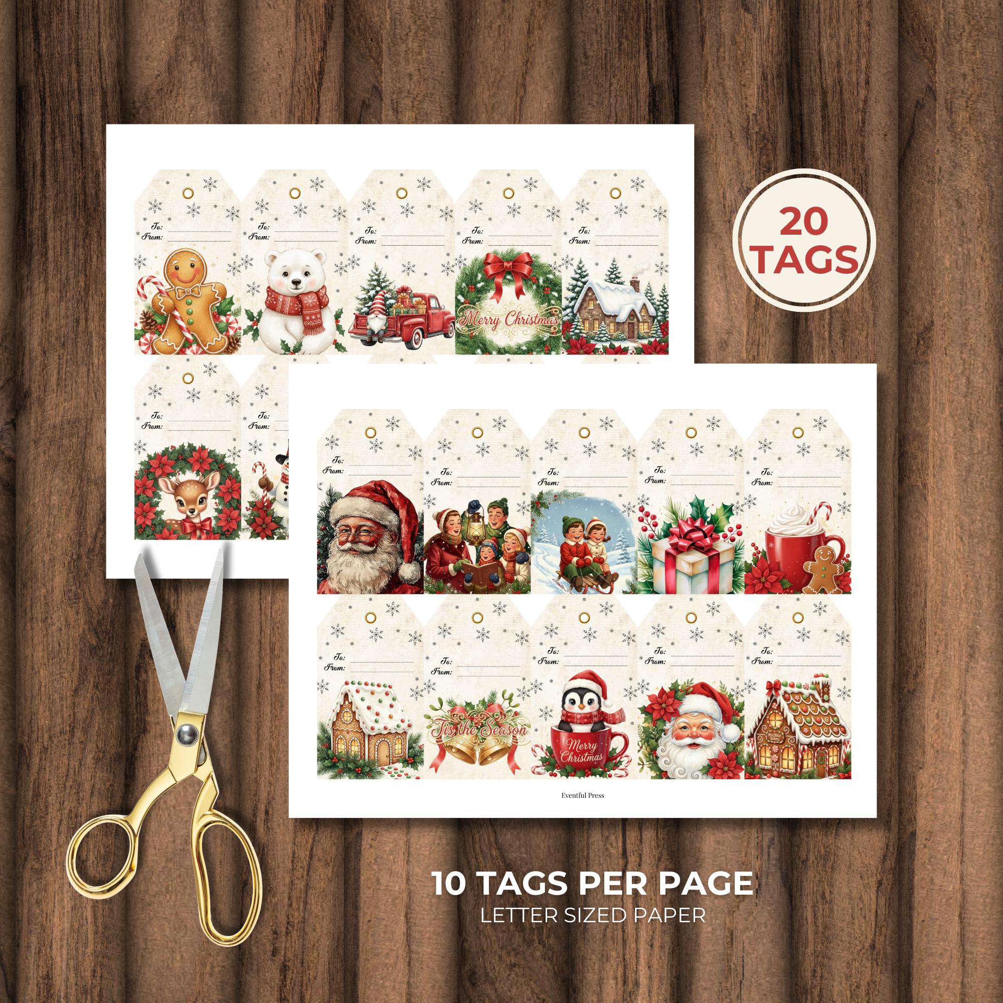 Christmas Printable Gift Tag Bundle: 20 Printable Labels INSTANT ...