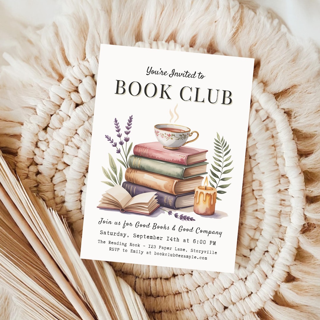 Book Club Invitation Template: Literary Party, Book Exchange (digital ...