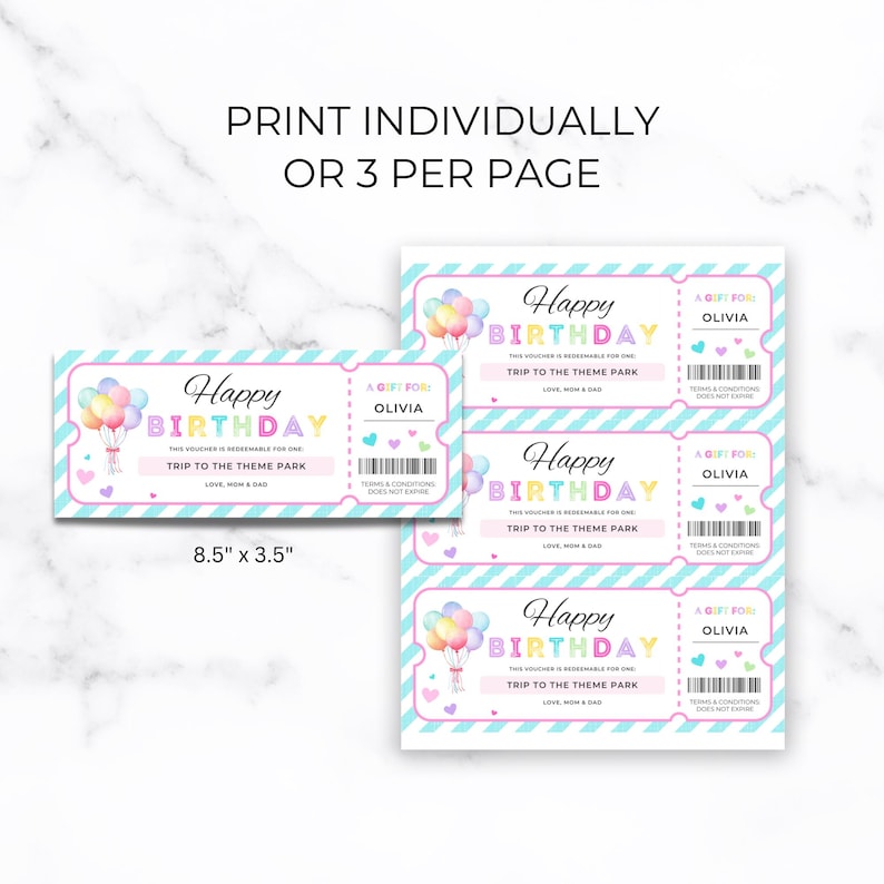 Editable Happy Birthday Gift Certificate: Custom Voucher for Kids Bday ...