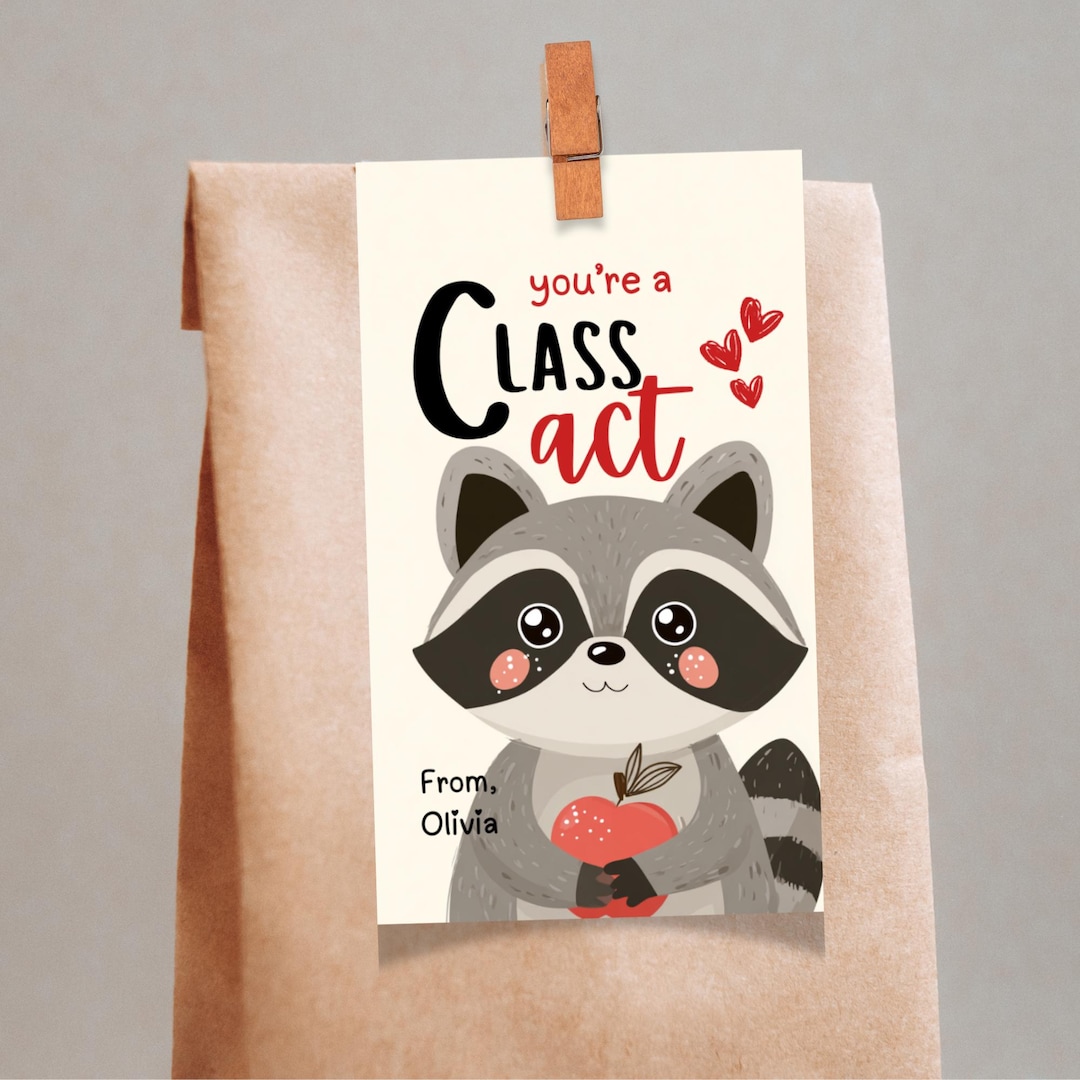 Raccoon Printable Gift Tag, Teacher Appreciation Thank You Tag, Class ...