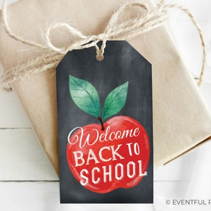 Welcome Back to School Chalkboard Printable Gift Tags, Apple for the ...