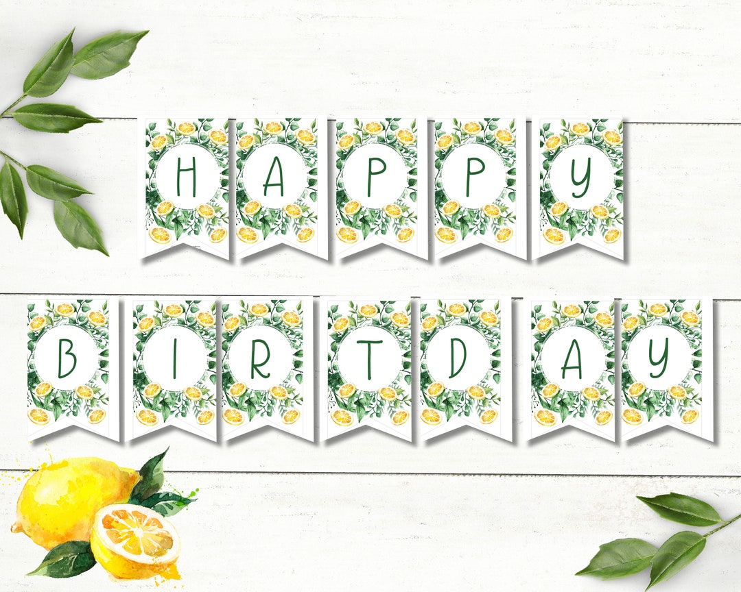 Lemon Birthday Banner: Printable Citrus Party Decor (INSTANT DOWNLOAD ...