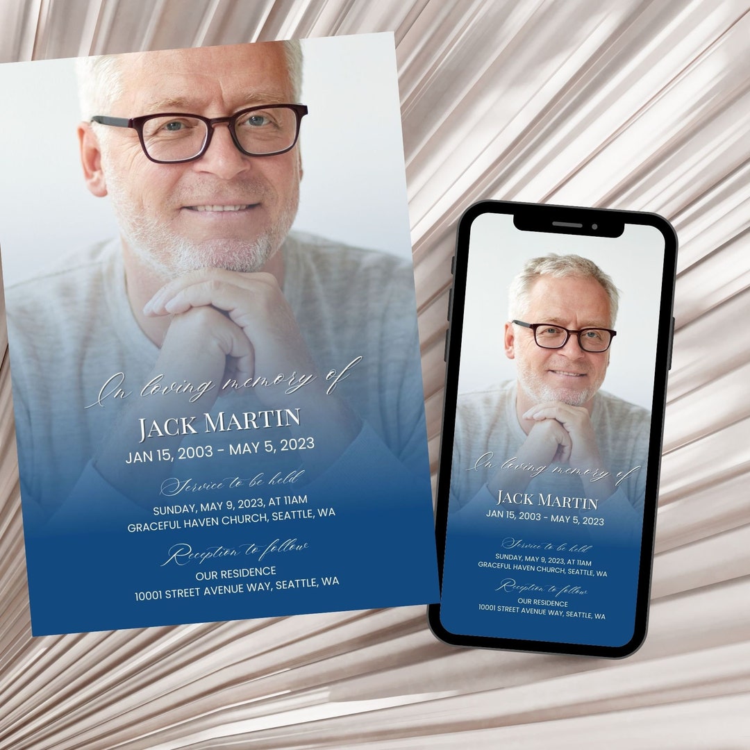 Funeral Invitation Digital Evite With Photo, Memorial Services ...