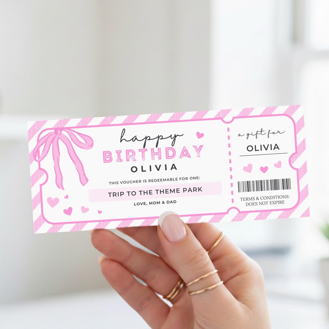 Editable Happy Birthday Gift Certificate: Custom Voucher for Girls Bday ...