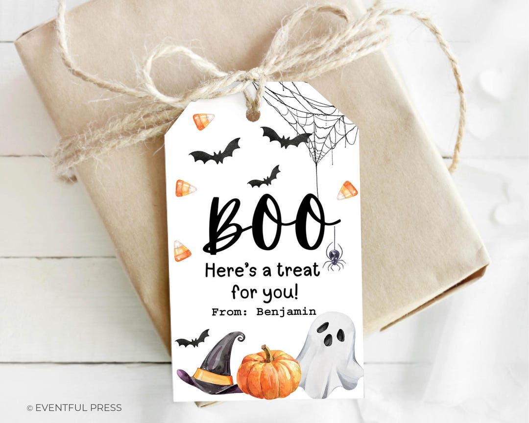 Boo Halloween Favor Tags Boo Here's a Treat for You Treat Bag Toppers ...