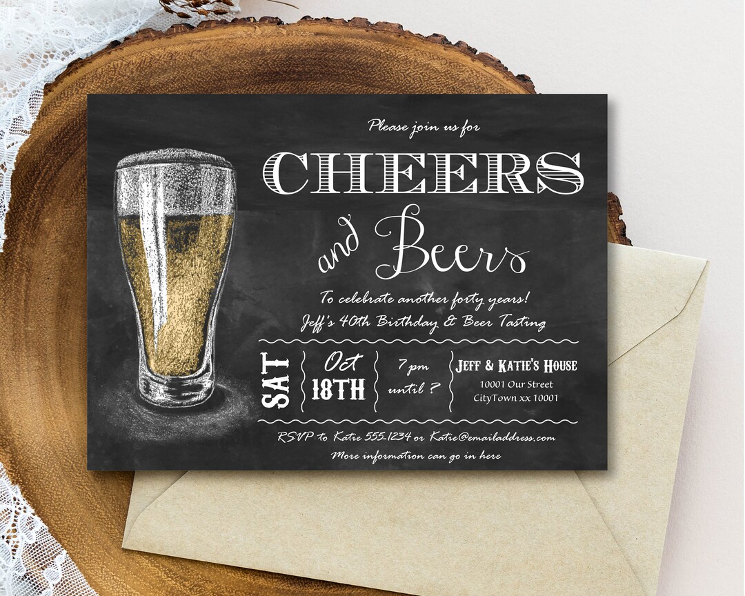 Cheers and Beers Invitation Beer Birthday Invite 21st, 30th, 40th, 50th ...