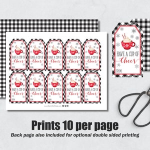 Have a Cup of Cheer Printable Gift Tag | Buffalo Plaid | Hot Cocoa Bomb ...