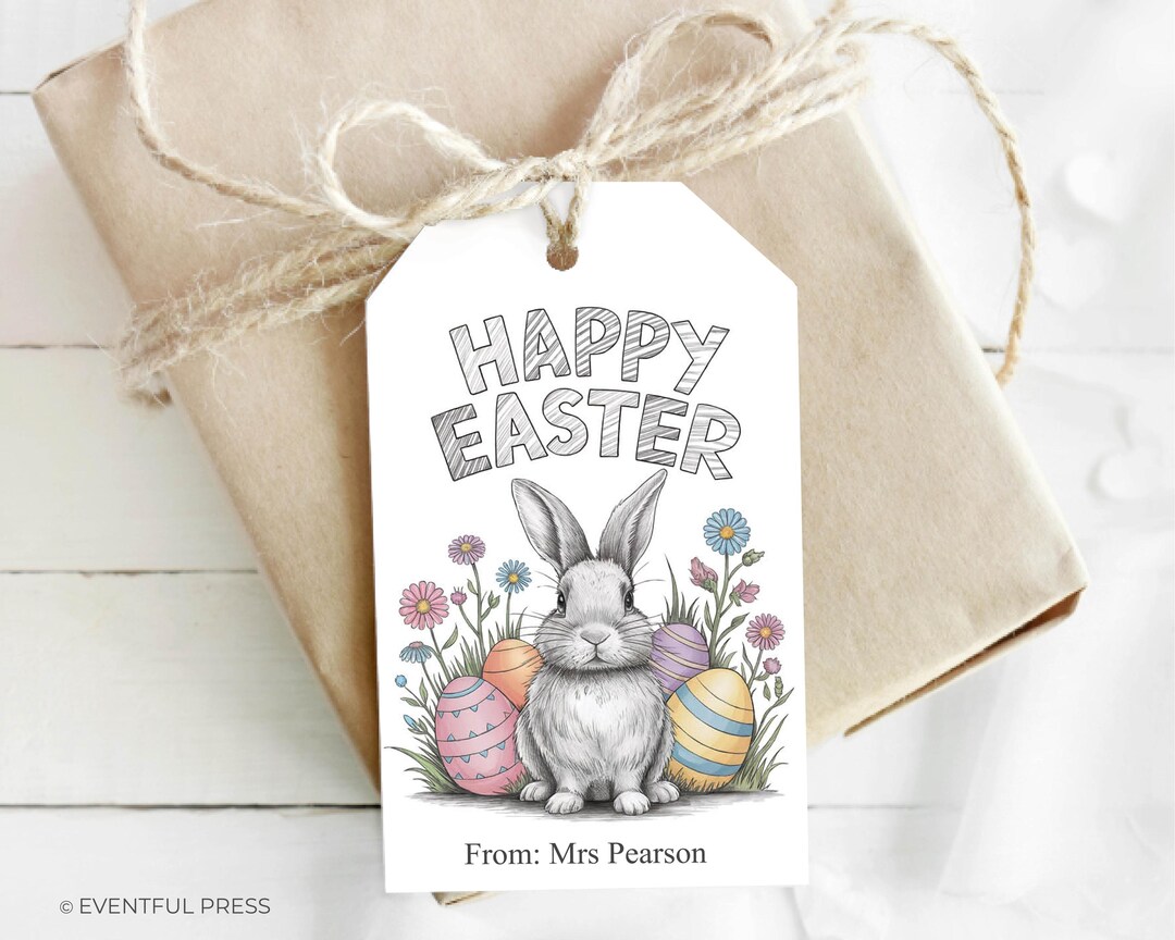 Happy Easter Gift Tags Printable Coquette Easter Treat Bag Tags Kids ...