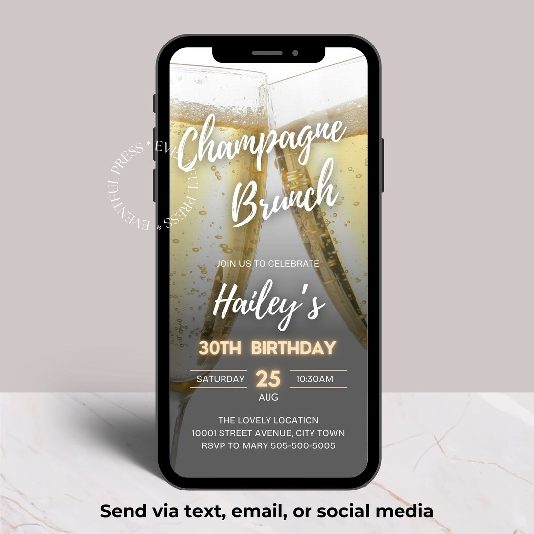 Champagne Brunch Invitation: Birthday, Bridal Shower, Mother's Day ...