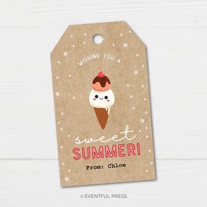 Kraft Ice Cream Cone Tags Last Day of School Classroom End of School ...