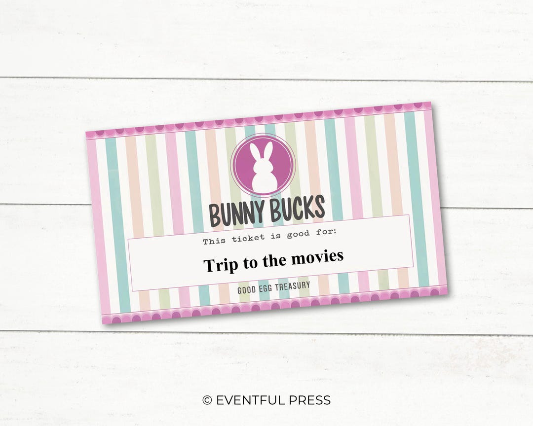 Printable Easter Bunny Bucks, Bunny Money, Easter Vouchers, Custom ...