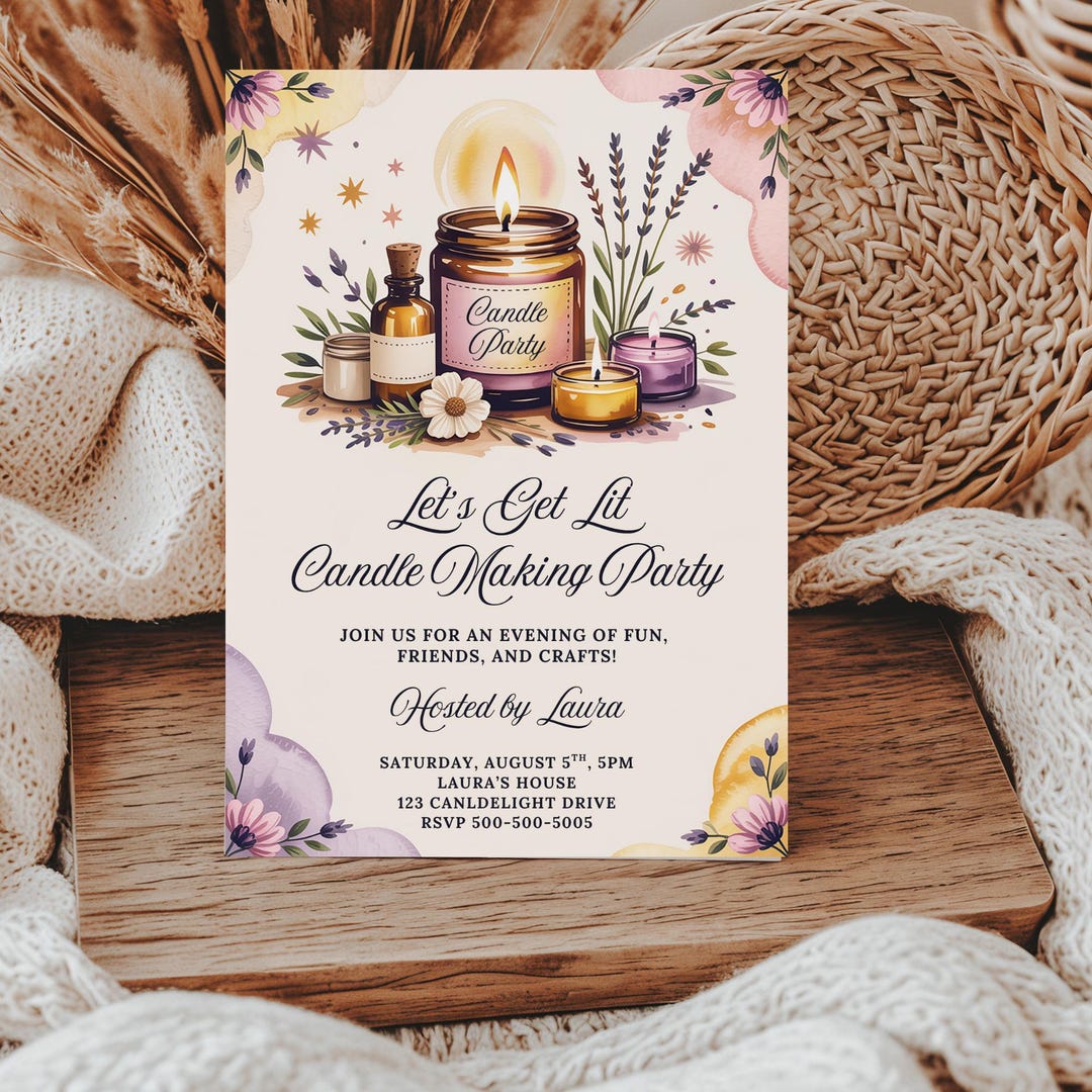 Candle Making Party Invitation: Digital Invite INSTANT DOWNLOAD Canva ...