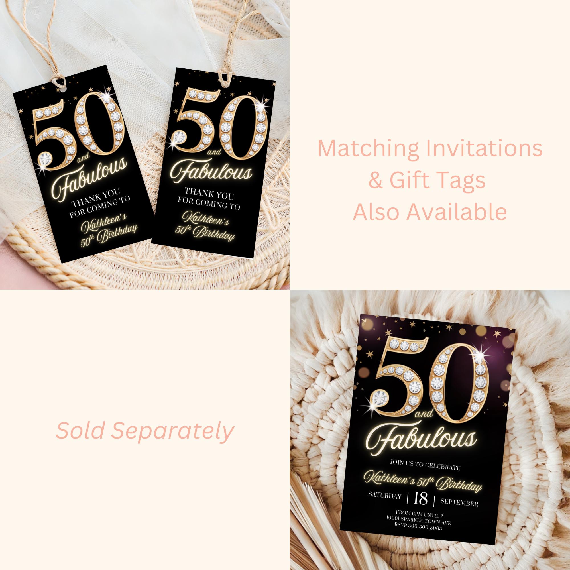 50th Birthday Champagne Labels: Black and Gold, Editable Party Favors ...
