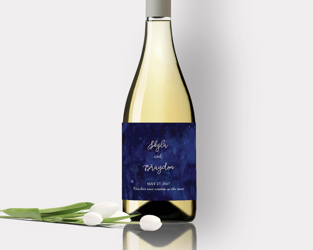Starry Night Wedding Wine Label | Celestial Wedding, Night Sky ...