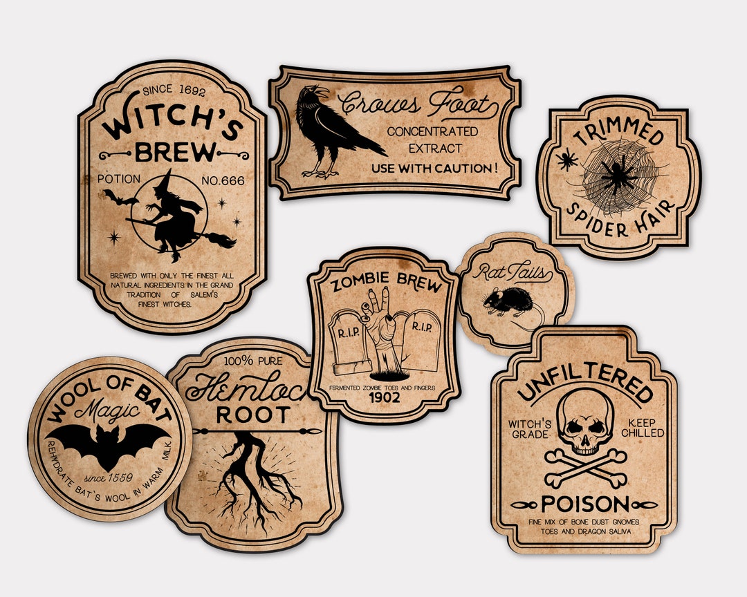 Halloween Potion Label Assortment | Apothecary Labels | Bottle Stickers ...