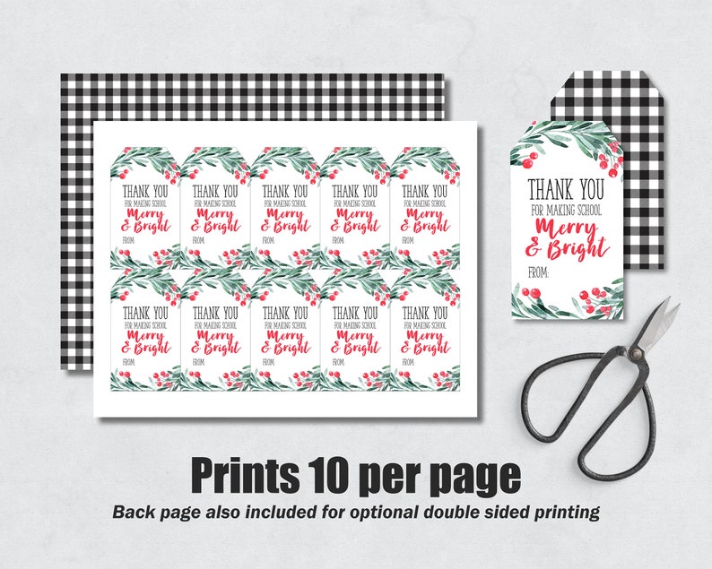 Teacher Printable Gift Tag Thank You Teacher Merry and | Etsy