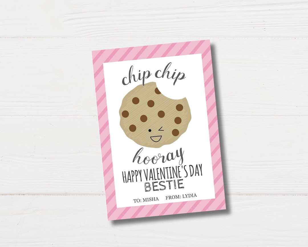 Pink Chocolate Chip Cookie Printable Valentines INSTANT DOWNLOAD Chip ...